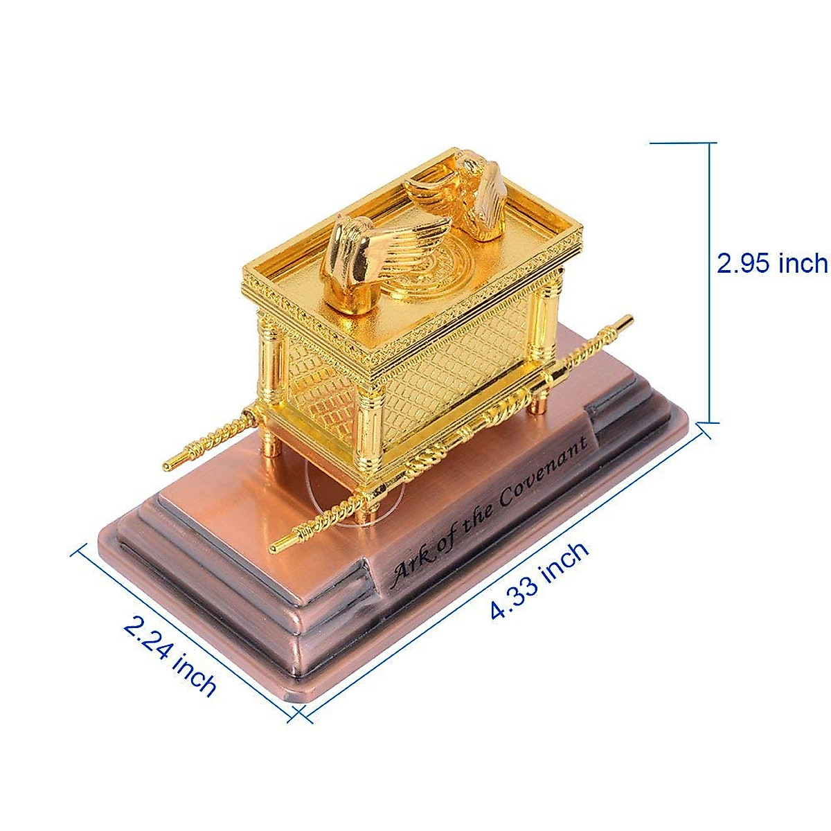 BRTAGG The Ark of The Covenant Replica Gold Plated Statue with Contents, Aaron‘s Rod/Manna/Ten Mandments Stone (Small)