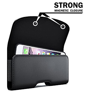 DeBin Medium Size Holster for iPhone 14, 14 Pro, 13 Pro, 13, 12 Pro, 12, 11 Pro, Xs, X Cell Phone Belt Holder Case with Belt Clip Pouch Cover (Fits iPhone 14, 13, 12, 11, XR with Case) Black