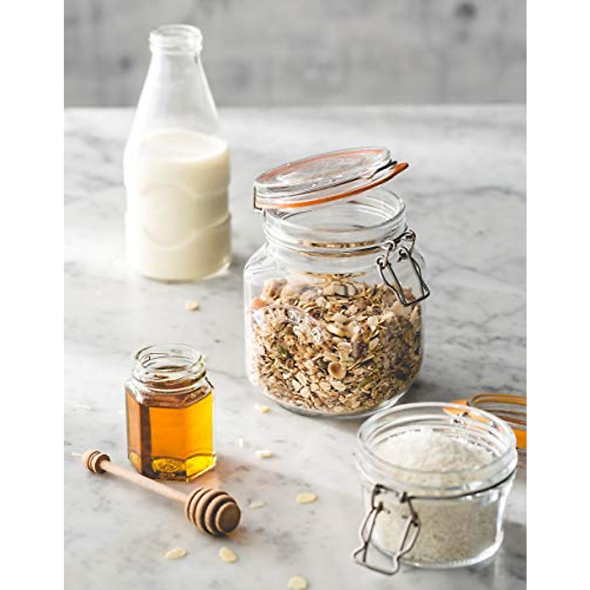 Kilner Square Clip Top Jar, Durable Glass Container with Airtight Seal for Home-canning, Preserving, and Storing, 17-Fluid Ounces