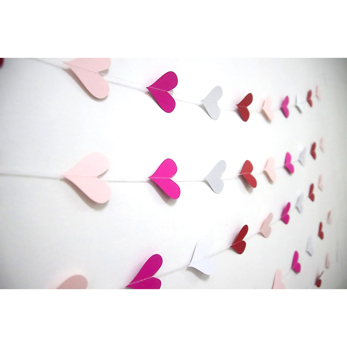 5 Pcs Heart Garland Banner, 100 Hearts Hanging Valentine's Day Decoration Garland for Anniversary Valentine's Day Wedding Birthday Party Decorations