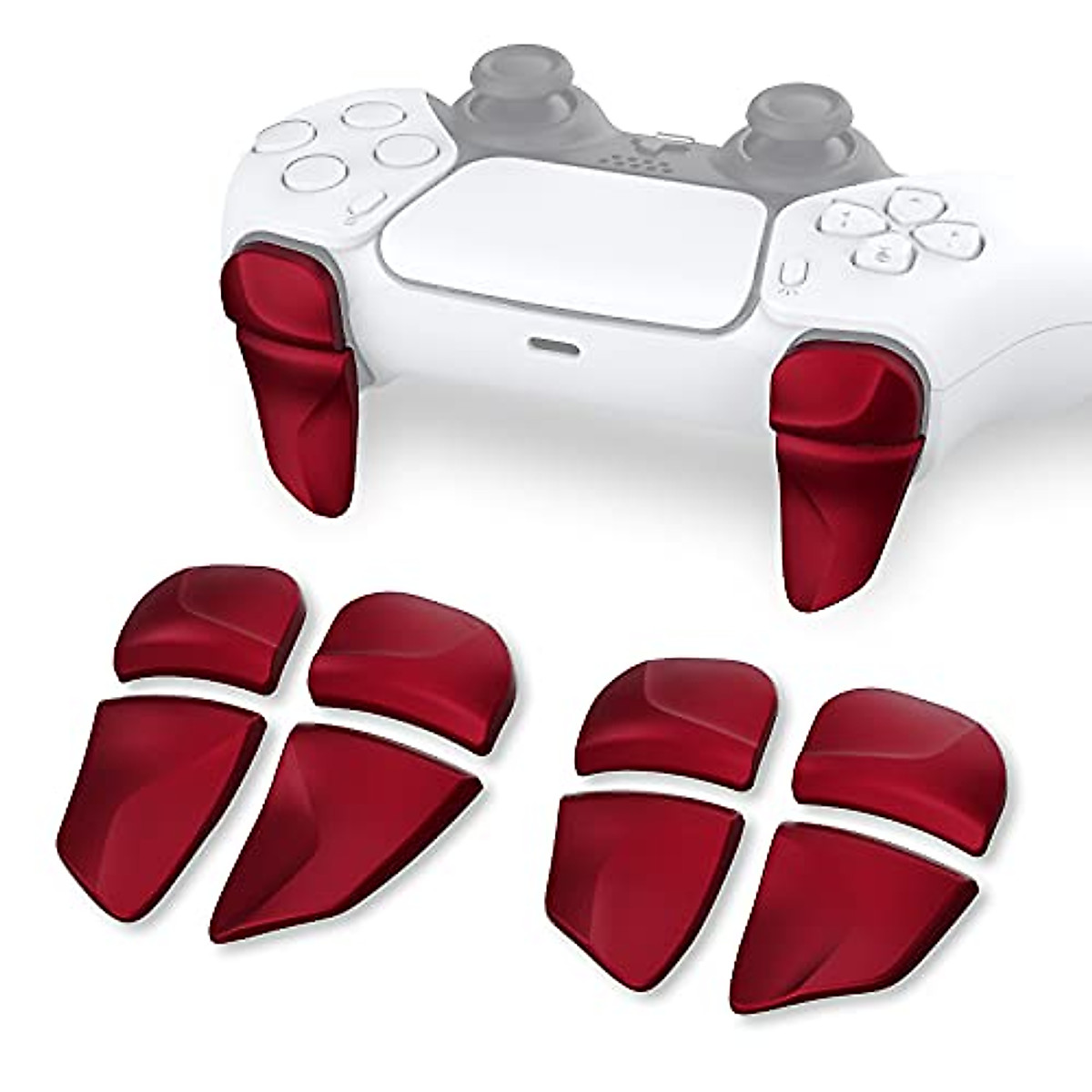 PlayVital Blade 2 Pairs Shoulder Buttons Extension Triggers for ps5 Controller, Game Improvement Adjusters for ps5 Controller, Bumper Trigger Extenders for ps5 Edge Controller - Scarlet Red