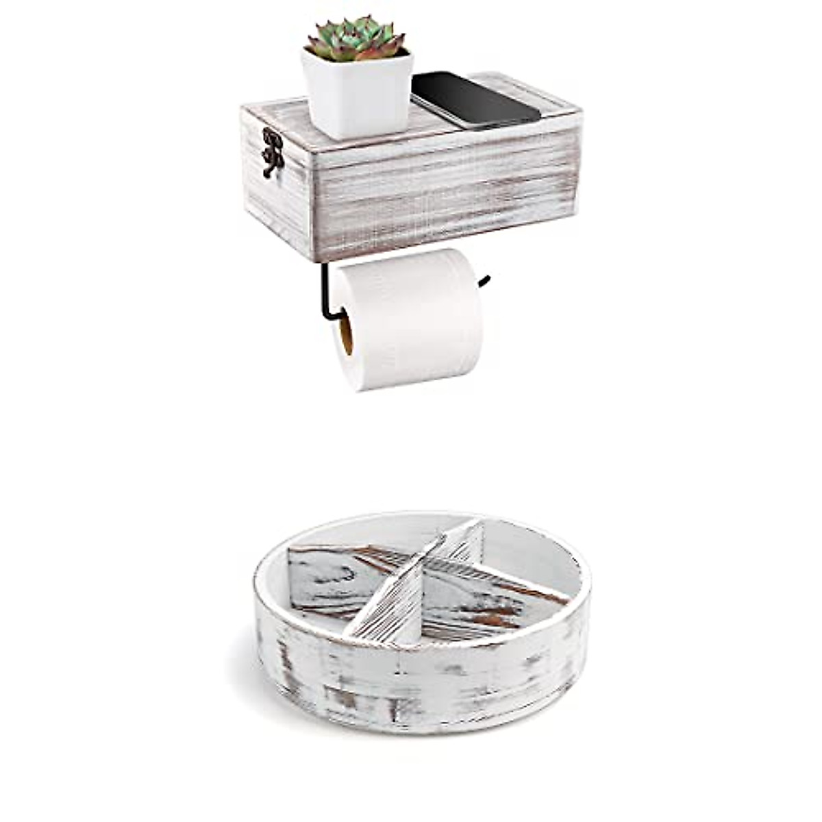 Toilet Paper Holder and 12 Inch Lazy Susan Organizer