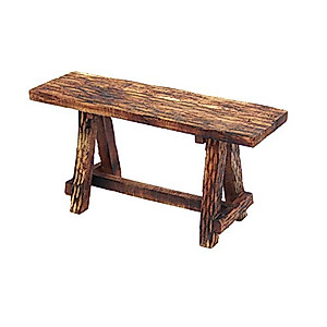 The Urban Port Wooden Garden Patio Bench with Retro Etching, Cappuccino Brown