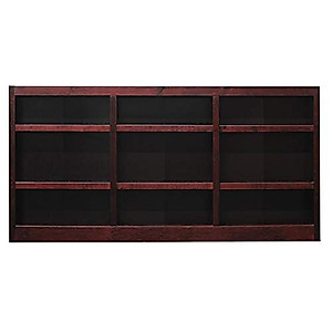 BOWERY HILL Traditional 36" Tall 9-Shelf Triple Wide Wood Bookcase in Cherry