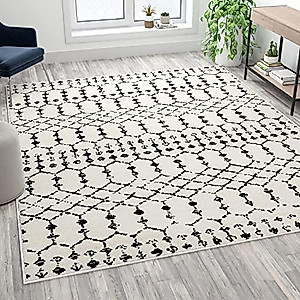 Flash Furniture Geometric Bohemian Low Pile Rug - 8' x 10' - Ivory/Black