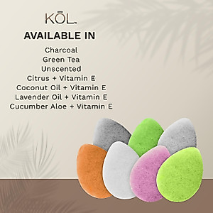 KOL Face Scrubber, Charcoal Infused Exfoliating Facial Cleansing Pads, Disposable Exfoliator Face Sponge for Daily Cleaning and Makeup Removal, 6 Count