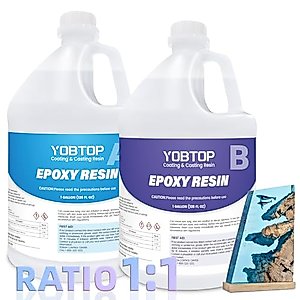 Epoxy Resin 2 Gallon Kit,Crystal Clear Epoxy Resin,Not Yellowing,Bubble Free,Food Safe Resin & Fast Curing Resin for Coating, Casting, Table Top, River table,Countertop, Wood,Jewelry,DIY, Tumblers,Art