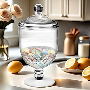 Moflekja Apothecary Jar with Airtight Lid in Premium Acrylic Plastic, Decorative Weddings Candy Buffet, Elegant Storage Jar, 50-Ounce