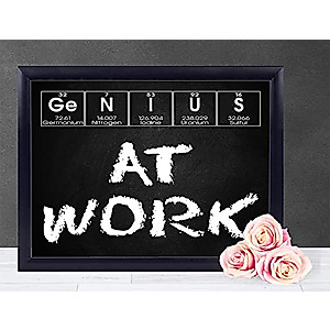 Genius At Work Periodic Table of Elements Print, 14"x11" Unframed Funny Science Poster, Chemistry Art Ideal for Science Lab, Teen Bedroom, Dorm Room or Home Decor
