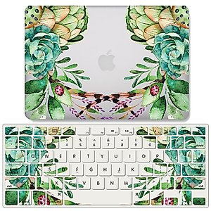 IVY for MacBook Air 13 with M1 (2020, Models: A2337 / A2179) Flower Garland Clear Case with Keyboard Cover - A