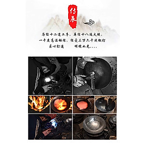 SERENITA Chinese 100% Hand Hammered Iron Woks Stir Fry Pans, Non-stick, No Coating, Less Oil, Black Seasoned Wooden handle (Pro-30cm)