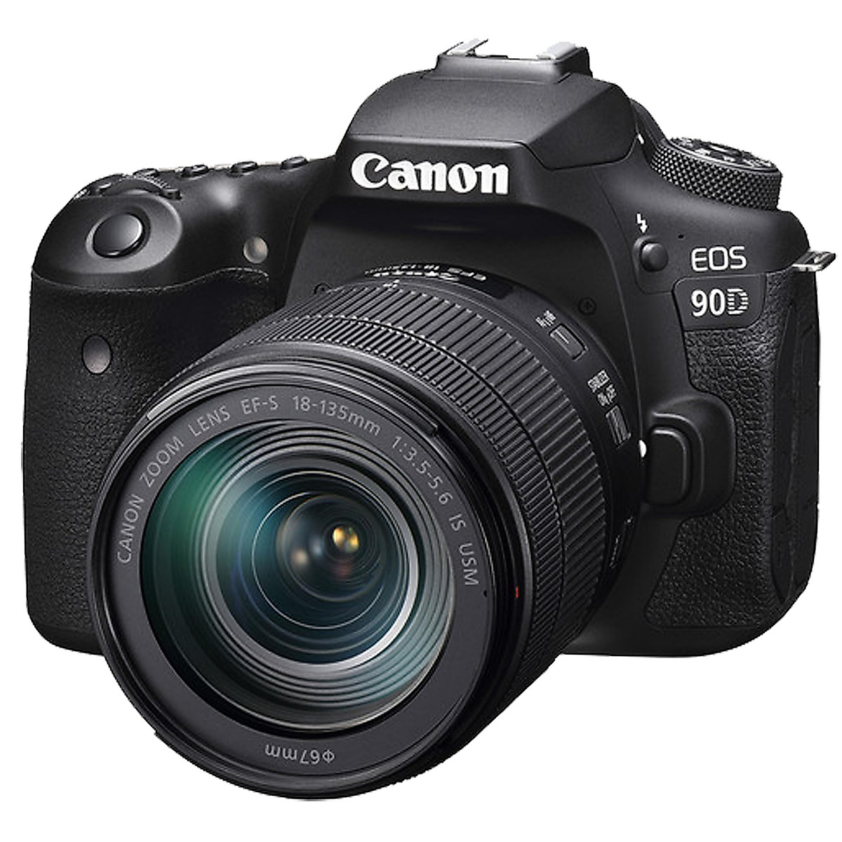 Canon EOS 90D DSLR Camera with EF-S 18-135mm f/3.5-5.6 IS USM + EF 75-300mm f/4-5.6 III + 500mm f/8 Focus + 650-1300mm f/8 Zoom Lenses + 2 Pc 64GB Memory Cards + Tripod + Case + LED Video Light & More