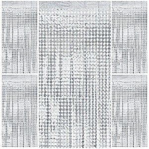 Silver Streamers Metallic Tinsel Foil Fringe Curtains, Door Streamer Photo Booth Backdrop for Birthday Graduation Engagement Bridal Shower Bachelorette Baby Shower Disco Party Decorations