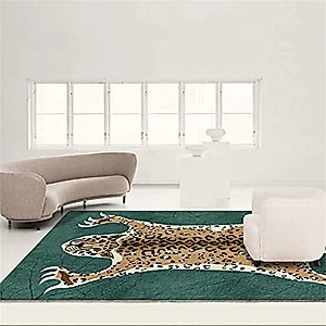 MEIYIXIN Modern Indoor Home Living Room Area Rugs, Print Leopard Area Rug, (Leopard Print-Green, 5x8Feet)