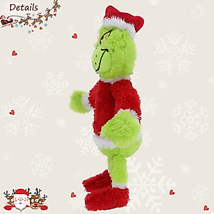 AZATE Christmas Green Monster Plush Toys, Dog Plush, Delightful Gift for Children, Christmas Decorations