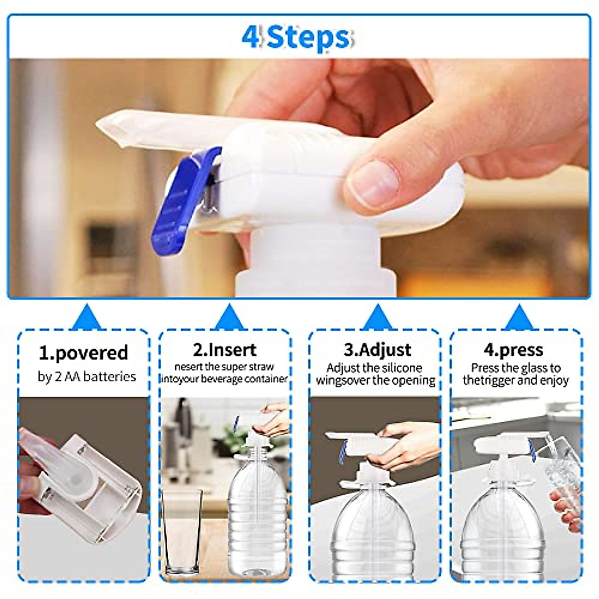 Milk Dispenser for Fridge Gallon,Kids Automatic Gallon Drink Dispenser,Milk Jug Dispenser for Party Wedding Decoration, Outdoor, Home, Kitchen(AA battery not included) (4 Pack)