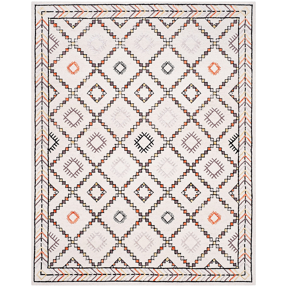 SAFAVIEH Bellagio Collection 8' x 10' Ivory/Multi BLG548A Handmade Boho Premium Wool Area Rug