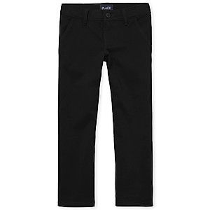 The Children's Place girls Bootcut Chino School Uniform Pants, Black Single, 8 US