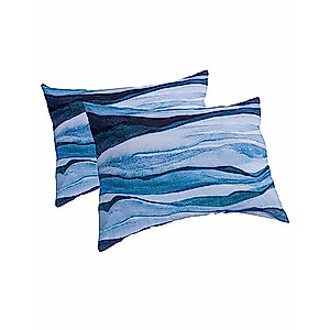 Edwiinsa Blue Ombre Pillow Covers Standard Size Set of 2 Bed Pillow, Watercolor Modern Abstract Art Aesthetics Plush Soft Comfort for Hair/Skin Cooling Pillowcases with Envelop Closure 20''x26''