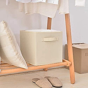 ZyHMW , Foldable Organiser Cube Basket Bin ForLaundry, Toys, Clothes, DVDs, Books, Food, Bedding, Art and Craft - 11 Inches X 10.5 Inches (Color: Khaki) (Color : Beige)