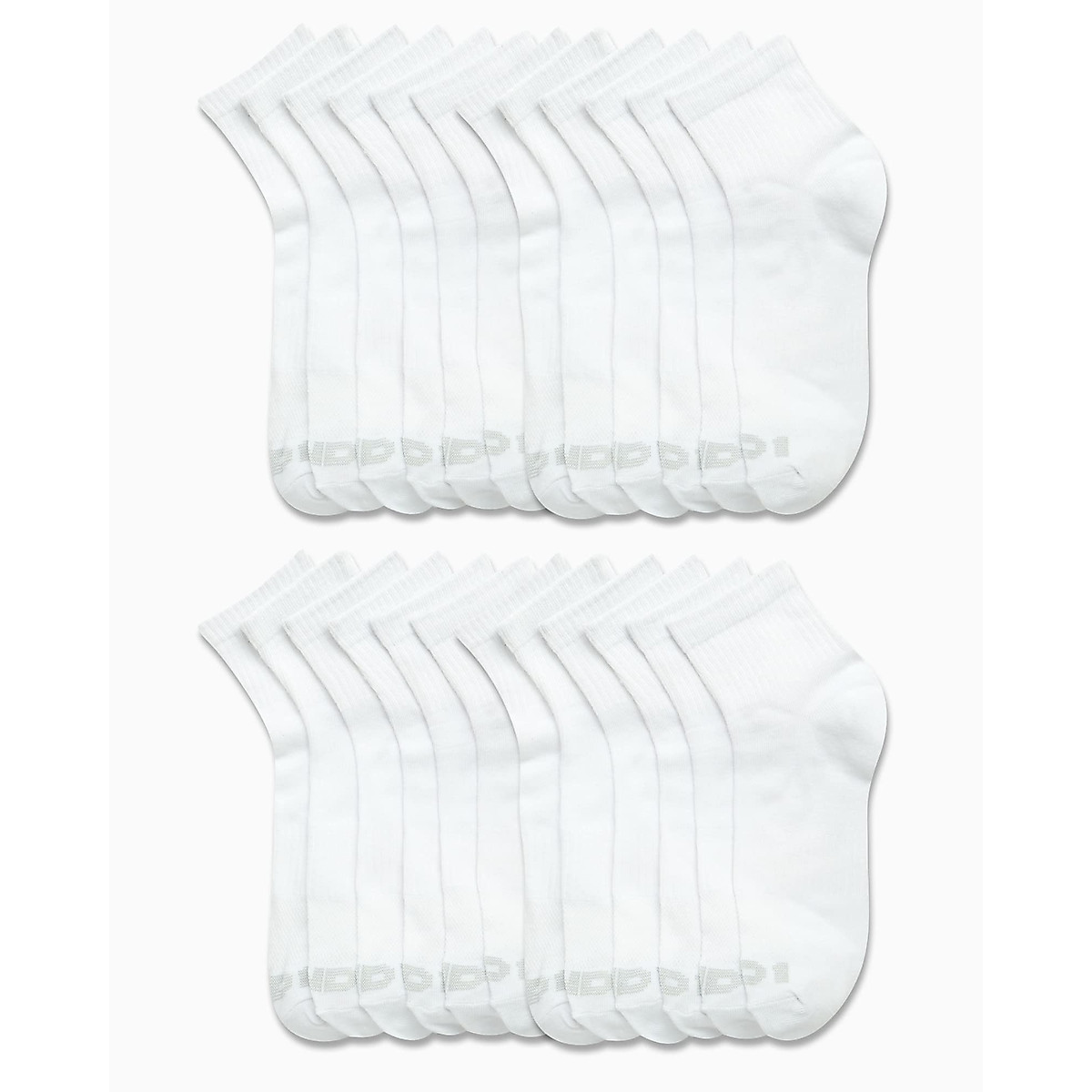 AND1 Men's Socks - PROPLATINUM Lightweight Quarter Cut Socks (24 Pack), Size 6-12.5, White