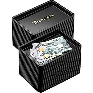 Set of 24 Restaurant Tip Tray Check Presenter for Restaurants Small Tip Tray Plastic Serving Trays 4.5 by 6.4 Inch, Guest Bill Holder Black with Gold Imprint for Kitchen Restaurant Supplies