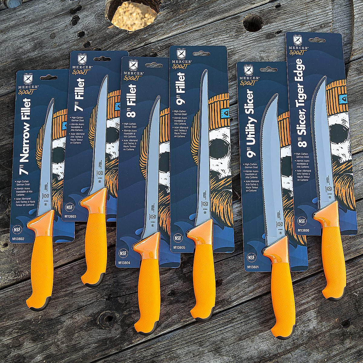 Mercer Culinary Mercer Sport Knife, 9" Utility Fishing Slicer, Scalloped, Orange M13801, One Size, Multi