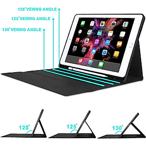 KVAGO iPad Keyboard Case 9.7 inch, Compatible with iPad 6th Generation,iPad 5th Generation, iPad Pro 9.7 inch, iPad Air 2,iPad Air, Protective Folio Cover with Wireless Bluetooth Keyboard -Black