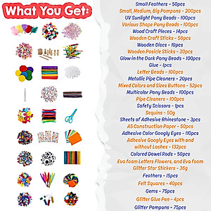 3000+ Pcs Arts and Crafts Supplies for Kids - Ultimate Craft Kit with 99 Activities Book for Boys & Girls Ages 4-6, 6-8, 8-12