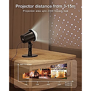 GAIATOP Christmas Projector Lights Outdoor, Christmas Snowflake Lights Projector Outdoor Indoor Weatherproof Wider Lighting Range Led Landscape Decorative Lighting for Christmas Decoration