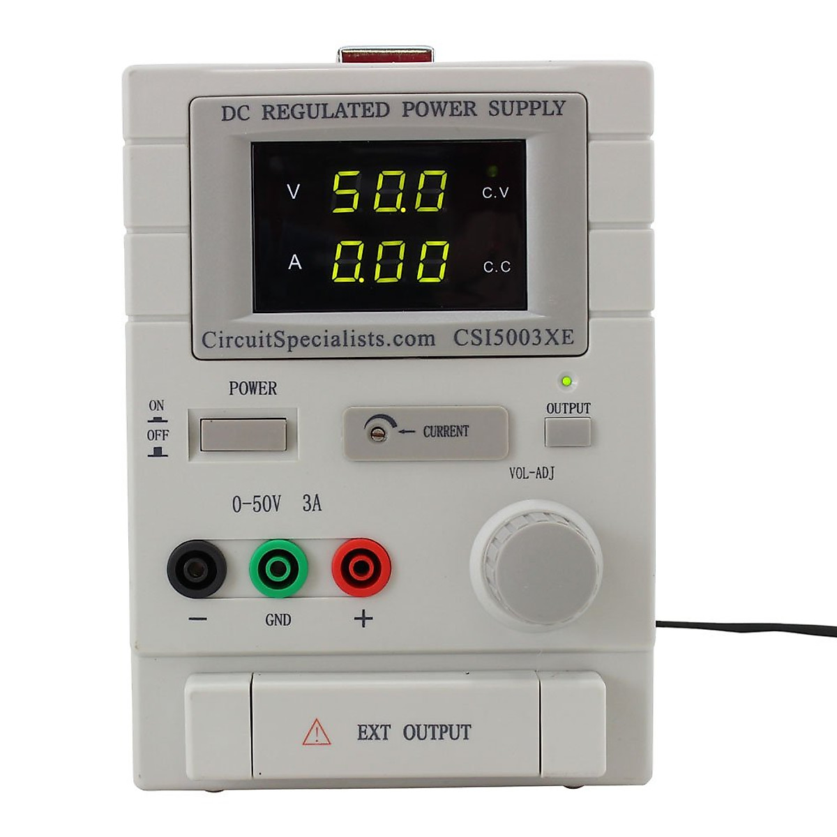 Circuit Specialists Bench Power Supply 0-50 Volts Economical - 0-3 Amps Adjustable - Clear LED Display - Voltage and Current Shown - AC/DC Adapter Plug Station Charger - CSI5003XE