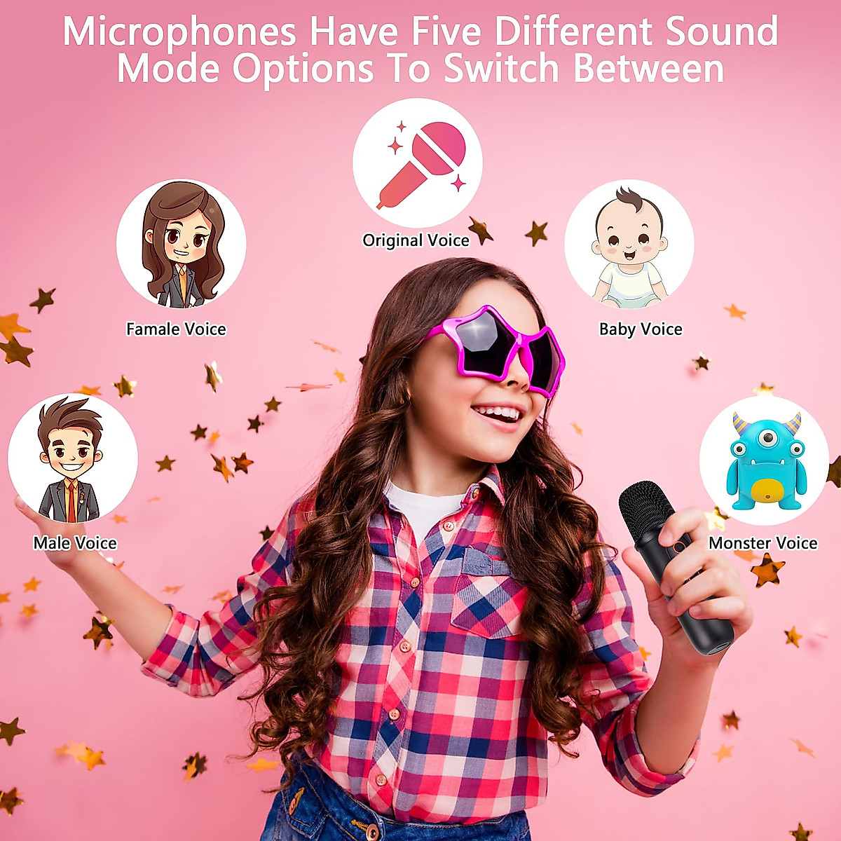 Mini Karaoke Machine for Kids,Portable Bluetooth Speaker with Wireless Microphone,Christmas and Birthday Gifts for Kids,Toys Gifts for Aged 3 4 5 6 7 8 9 10 11 12+ Years Teens Girl Boys Black