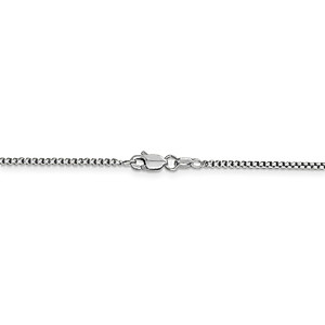 14k White Gold 1.5mm Round Box Chain Necklace - with Secure Lobster Lock Clasp 16"