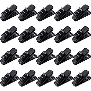 MUZHI Headphone Clip,Small Cable Clothing Clips,Earbud Clip to Keep Earphone/Microphone Cord in Place for 1.5mm Wire Diameter Round Wire Earphone 1 Inch Length,20Pcs (Black)