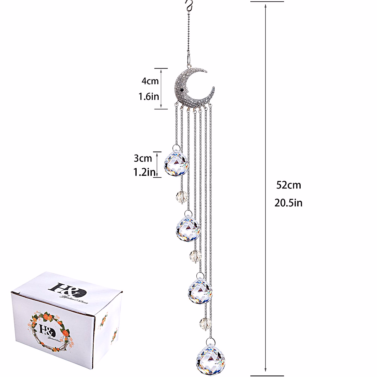 Hanging Clear Crystal Suncatcher Ornaments with Moon Decor Rainbow Maker Crystal Beads Ball Prisms Pendant