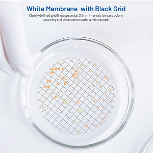 Locofiltr MCE Membrane Filter, Sterile, 47mm, 0.45µm, Hydrophilic, Individually Wrapped, Black Grid, Pack of 100, Mixed Cellulose Esters Membrane Filters Paper Disc Filters