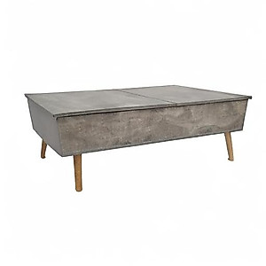 Aline Lift-Top Convertible Coffee Table with Wooden Legs (Gravel Grey)