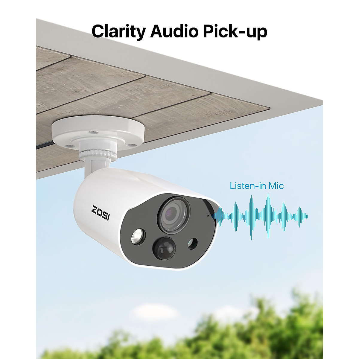 ZOSI 1080P HD-TVI Security Camera with Audio, 2MP 1920TVL Indoor Outdoor Surveillance Home Camera, Night Vision, PIR Motion Detection, IP66 Weatherproof, Only Work with ZOSI 3K Lite CCTV DVR