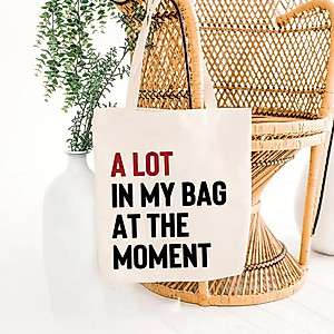 QualityLife Tay White Tote Bag Singer Merch Cosmetic Bag for Fans,A Lot In My Tote Bag Womens Birthday Gifts