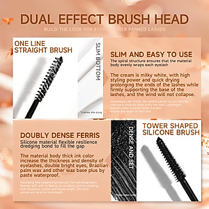 Easilydays Black Mascara for Eyelashes Waterproof, Double-ended 2-in-1 Lash Primer & Mascara Duo, Primer Styling Cream, Long-Lasting Smudge-Proof Mascara Black Slender, Dense Thick Curling for Eye Makeup, No Clumping