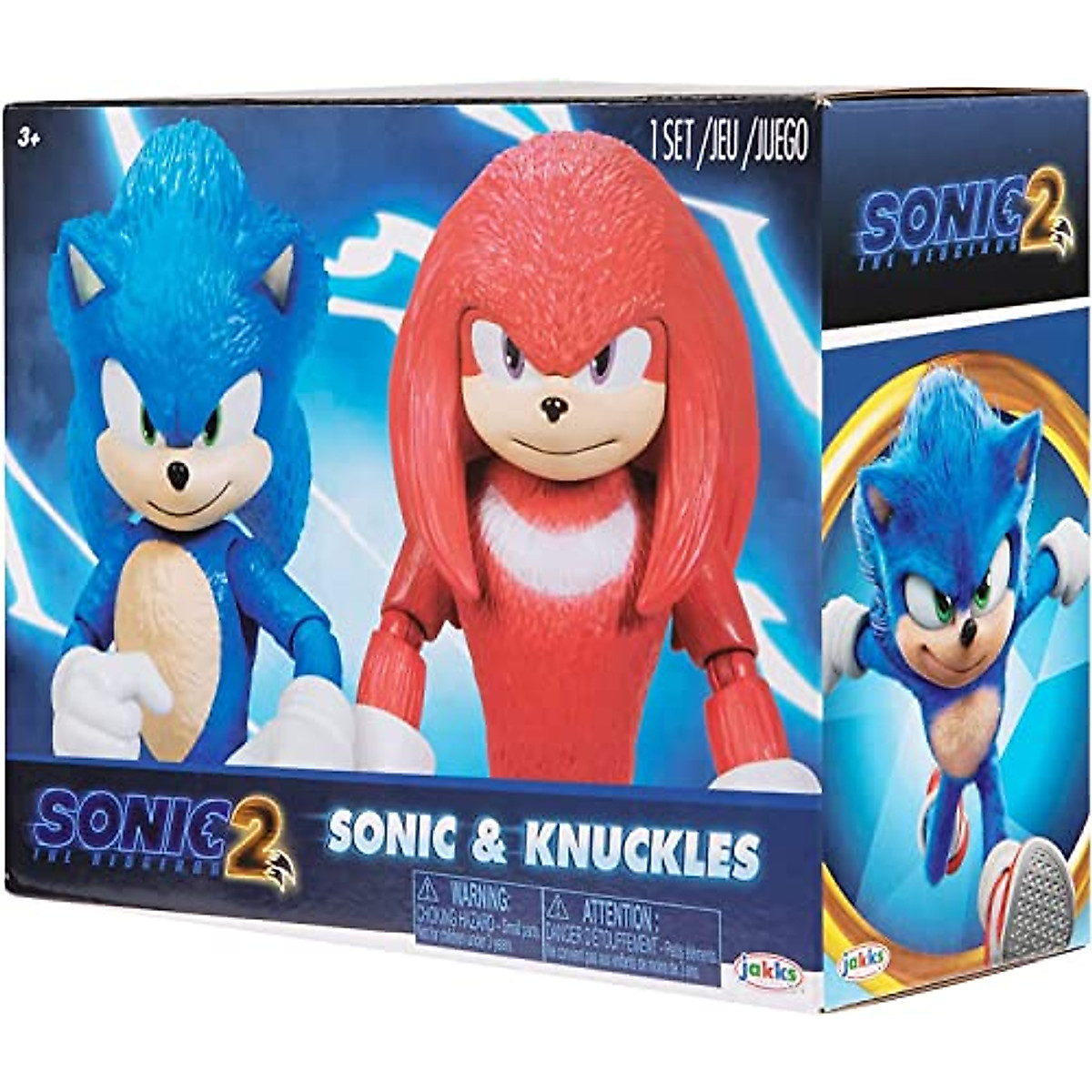 Sonic the Hedgehog Sonic 2 Movie 4" Action Figure 2 Pack - Sonic & Knuckles , Red