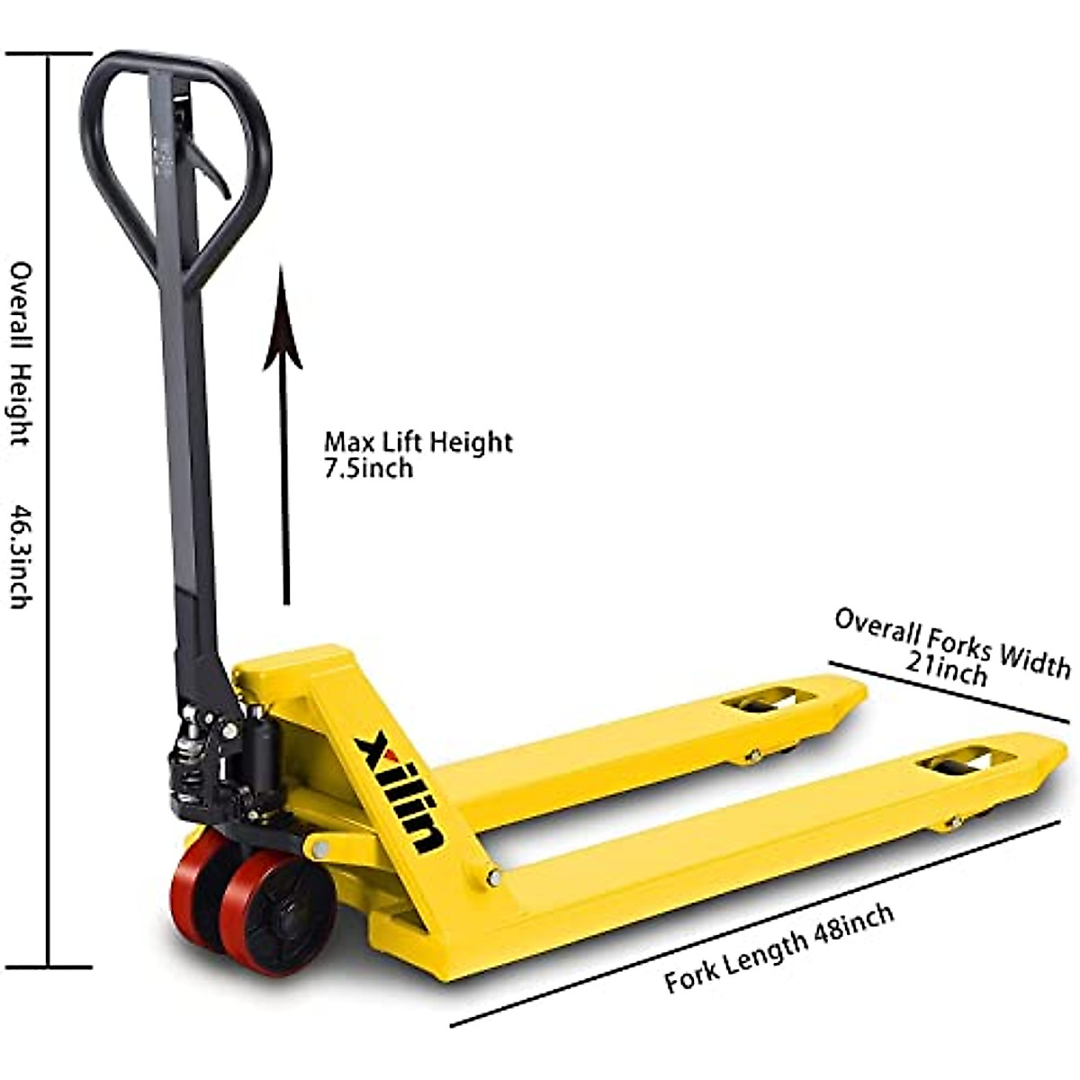 Xilin Manual Pallet Jack Truck,5500-Lbs, Capacity Pallet Truck 48" L x21 W Forks and Manual Double Scissors Trolley 770 lbs Capacity