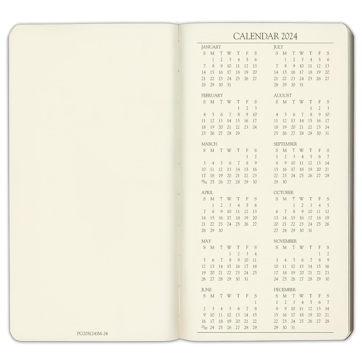 2024 Gallery Leather Pocket Weekly Planner - Acadia Black - 6x3.25"