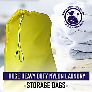 Super Extra Large Huge Heavy Duty Nylon Laundry Storage bags with drawstring, Durable, Machine Washable 40" x 50", choose the color (Yellow)