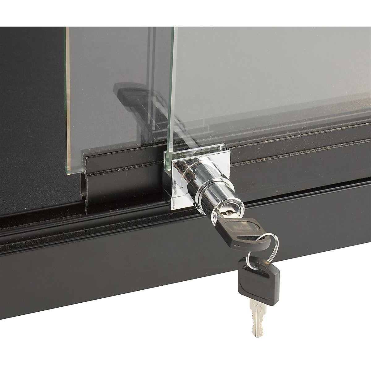 Displays2go 72 Inch Glass Display Case, Four LED Side Lights, Lockable, Ships Assembled - Black (IAPCT72LED)