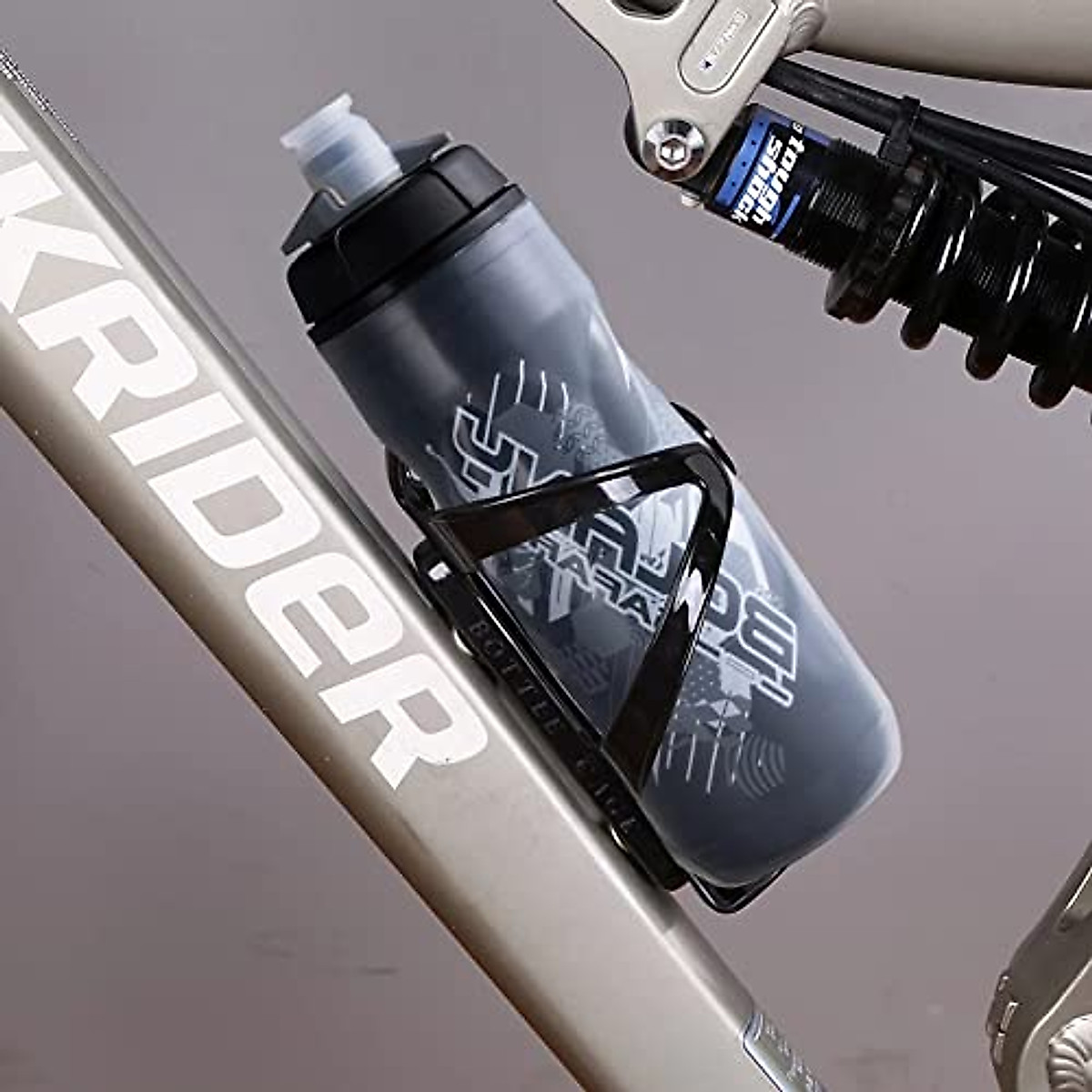 Zsling Bottle Sport Squeeze Insulated Water Bottle 20oz - BPA-Free, Sport & Bike Squeeze Bottle (Black gray-20oz)