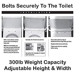 Carex Toilet Safety Frame - Toilet Safety Rails and Grab Bars for Seniors, Elderly, Disabled, Handicap - Easy Install with Adjustable Width/Height, Fits Most Toilets