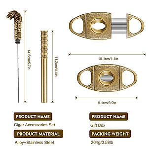 Scotte V-Cut Cigar Cutter Guillotine Precision Cigar Draw Enhancer Tool Needle & Sharp Perfect Cigar Cutters Cigar Accessories Set
