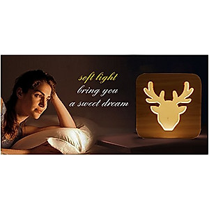 Led Baby Child Nursery Night Light Bedside Home Decor Lamp, Room Decor Night Lights for Kids and Adults, Lamps for Bedroom Living Room 3D Shadow Lamp-Deer