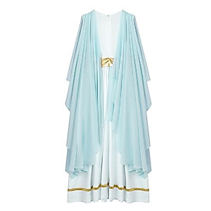 inhzoy Kids Greek Costume Girls Roman Dress Ancient Greece Toga Gown Rome Princess Nobility Cosplay Fancy Dress Up Light Blue 16 Years